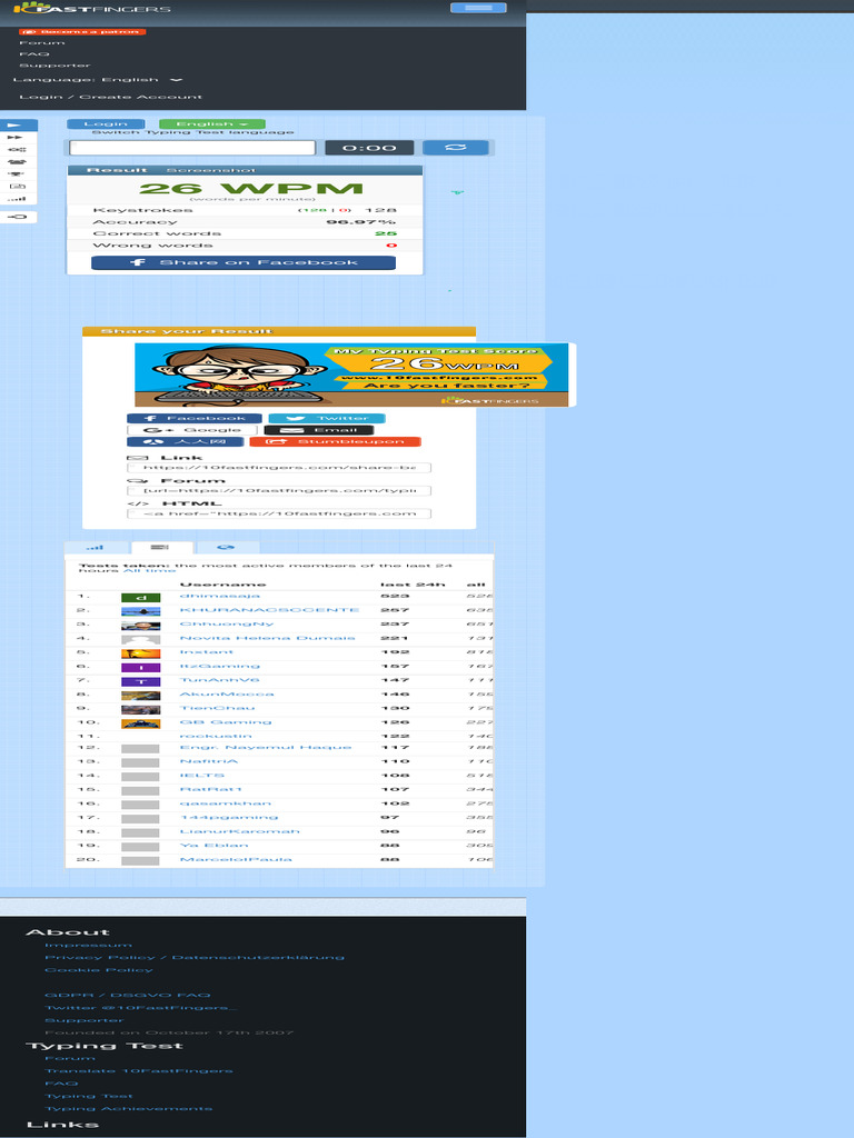 Typing Test Results Overview | PDF | Computing | Tools