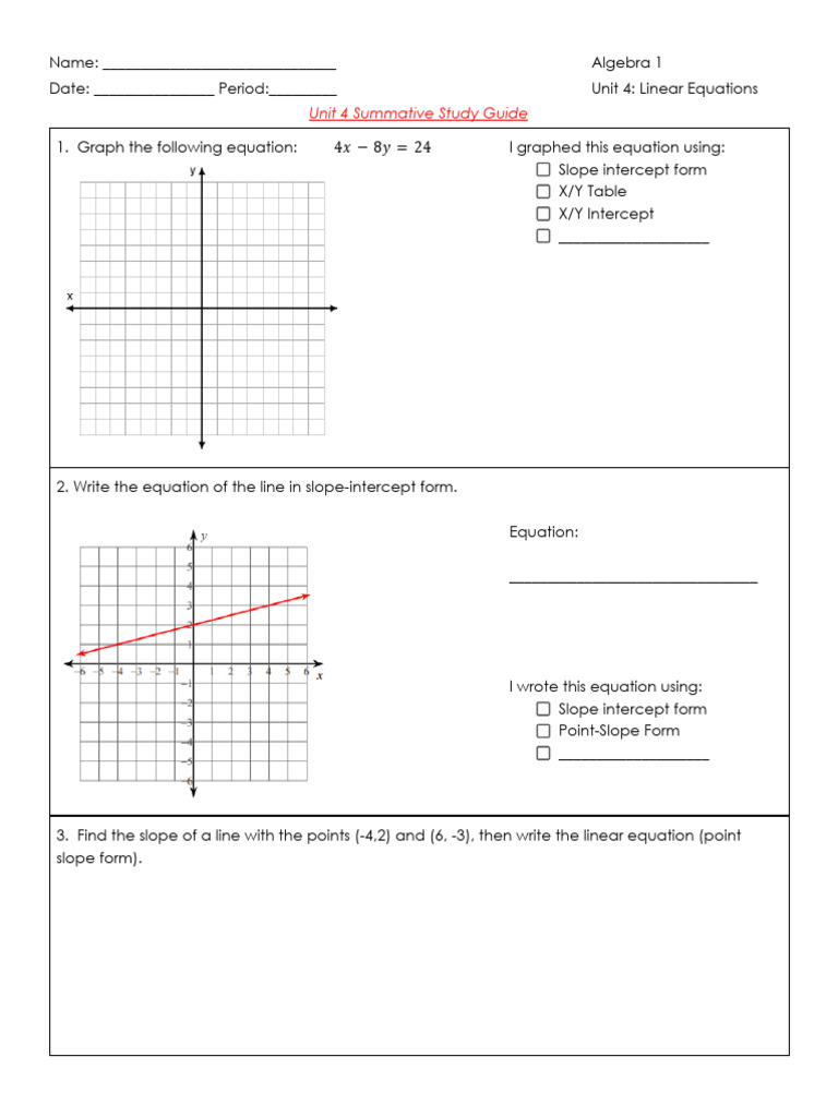 Unit 4 Summative Study Guide | PDF | Equations | Mathematics