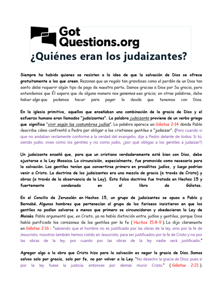 Judaizantes: Definición y Contexto Bíblico | PDF | Gracia divina ...