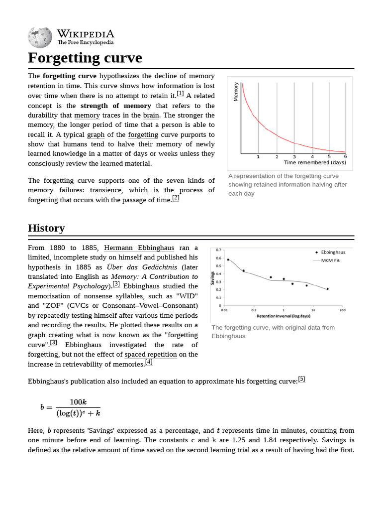 Forgetting_curve | PDF | Cognition | Mental Processes