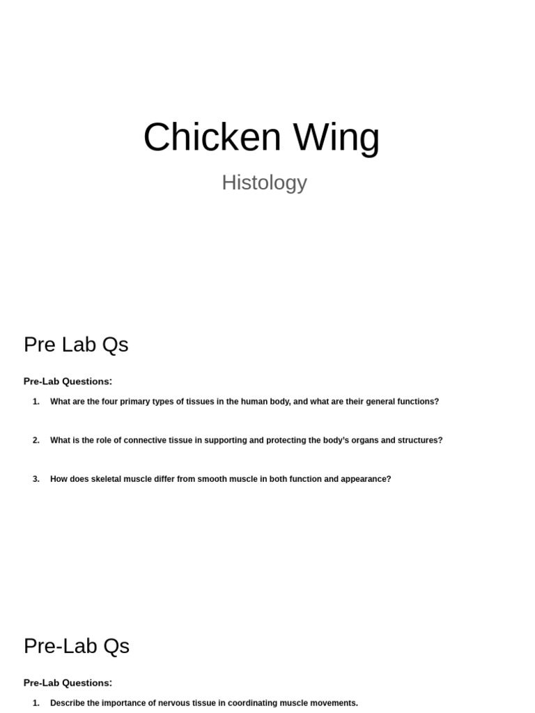 Chicken Wing Histology Lab | PDF | Connective Tissue | Tissue (Biology)