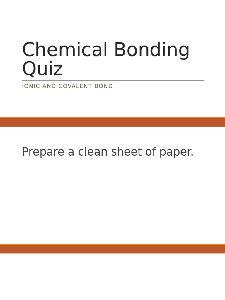 Chemical Bonding Quiz | PDF