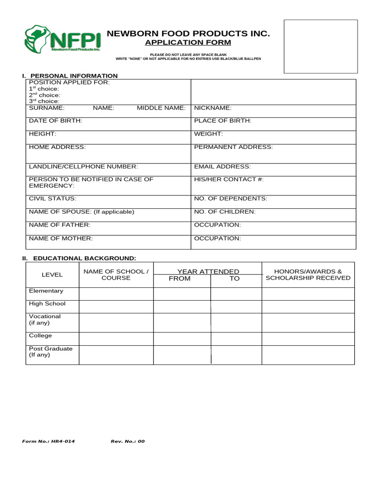 Application Form | PDF