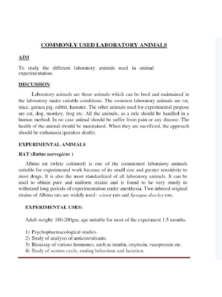 Common Laboratory Animals | PDF