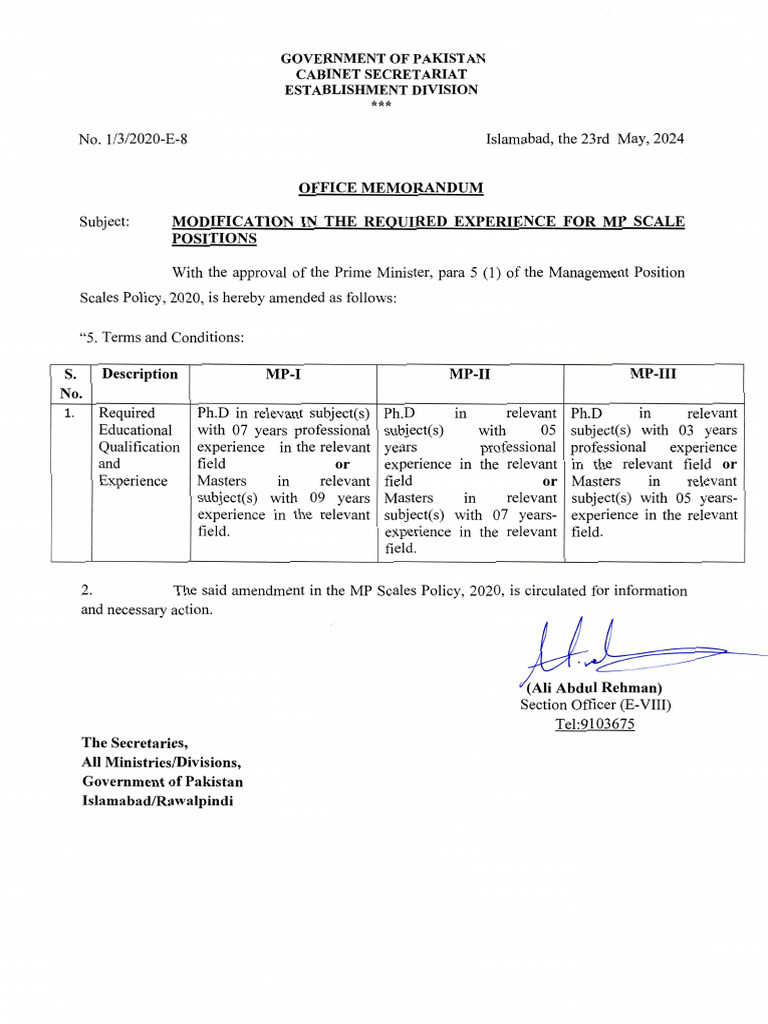 MP Scale Policy | PDF