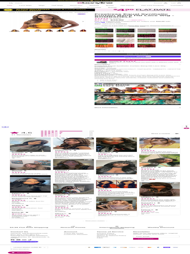 Freetress Equal Synthetic Curtain Bang HD Lace Wig - BOMBSHELL - Ebonyline | PDF | Wig | Human ...