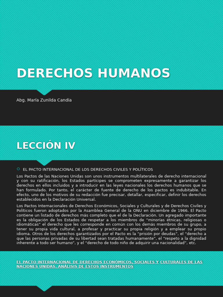 Derechos Humanos Leccion IV | PDF | Derechos humanos | Derechos