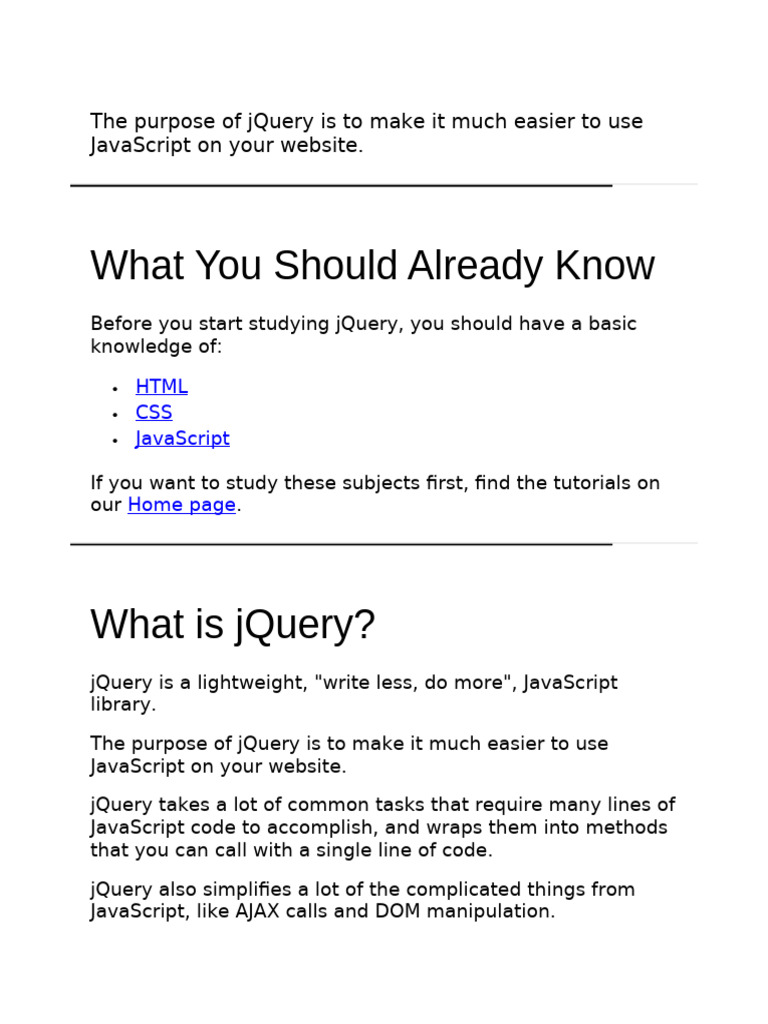 jQuery Guide for Web Developers | PDF