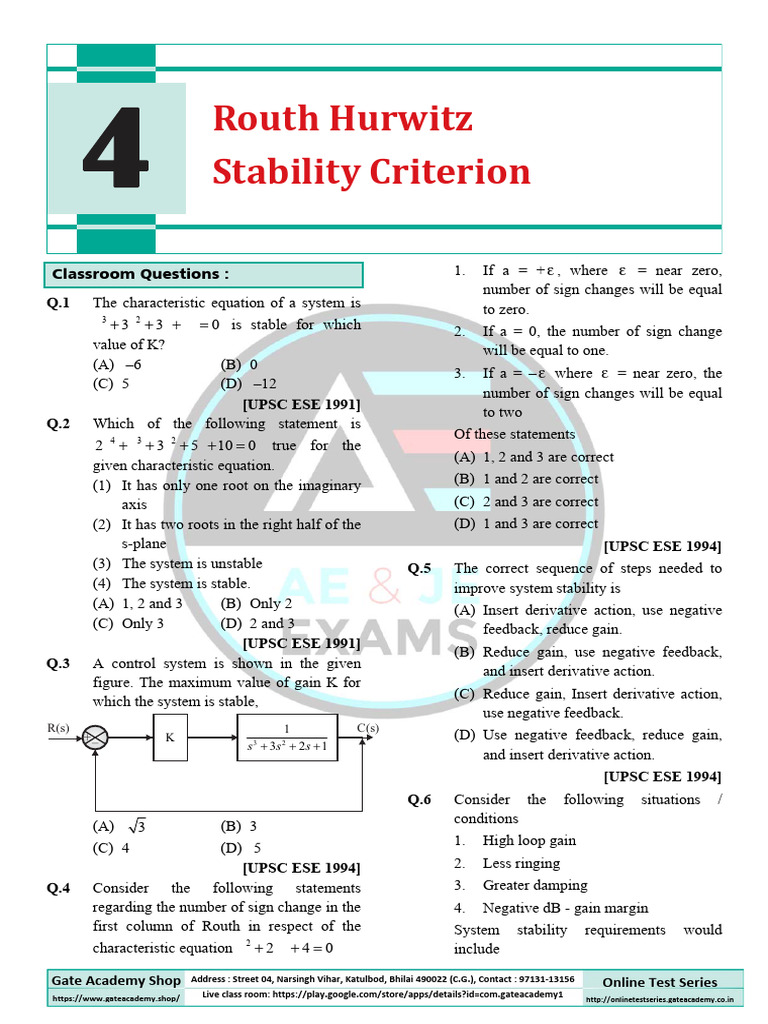 Chapter 4 Routh Hurwitz Stability Criteria | PDF | Stability Theory | Electronic Engineering