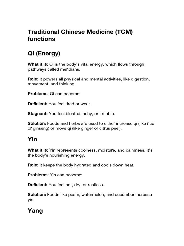 TCM Functions | PDF | Traditional Chinese Medicine | Qi