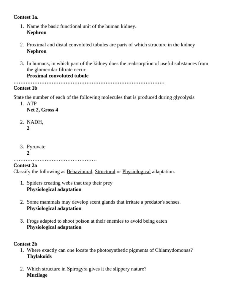 Biology Round 1 | PDF | Neuron | Nerve