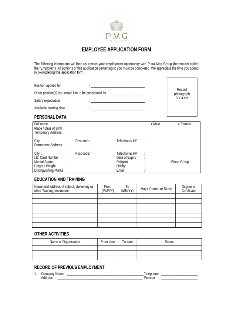 Application Form - PMG | PDF | Medical Specialties | Clinical Medicine