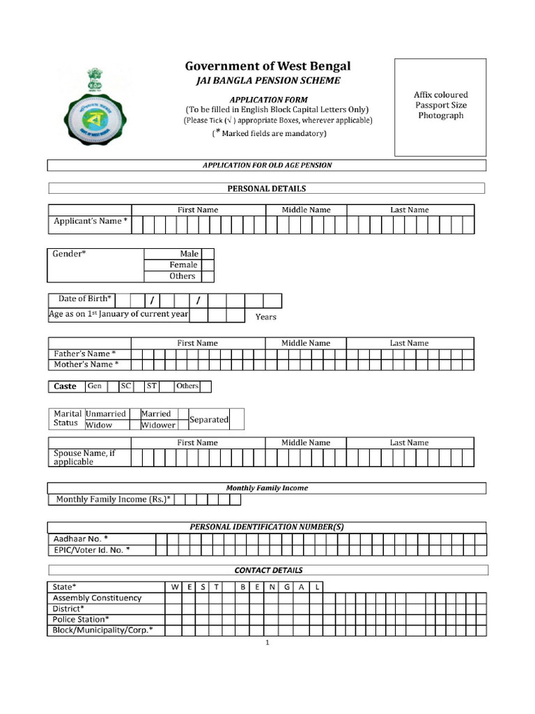 Old Age Pension Form | PDF