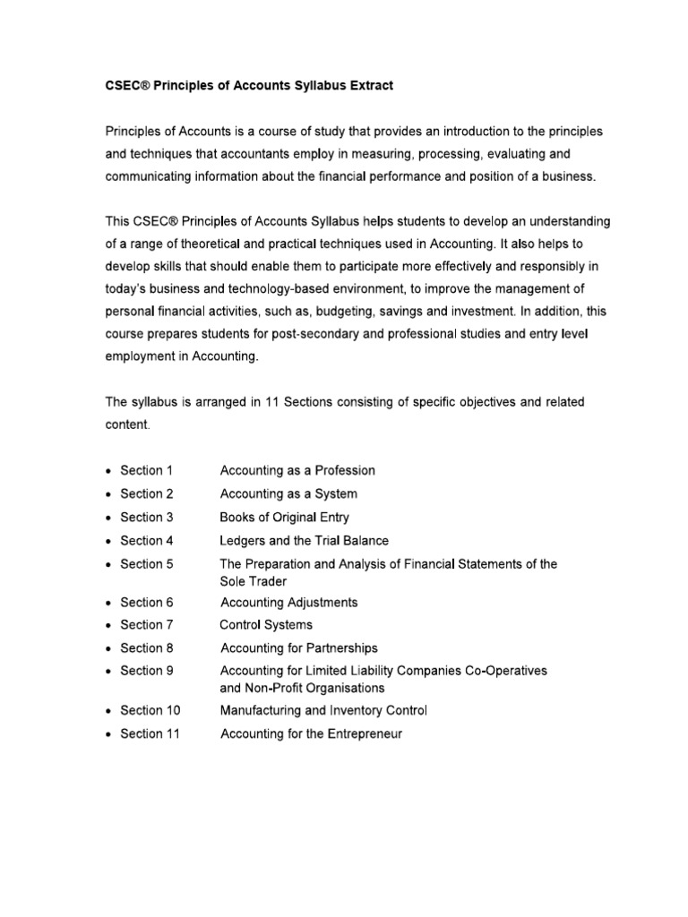 Poa Syllabus Only | PDF | Depreciation | Debits And Credits