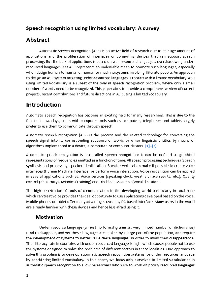 Automatic Speech Recognition Using Limited Vocabulary2 | PDF | Speech Recognition | Deep Learning