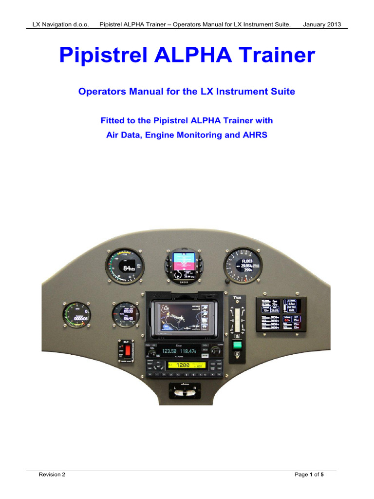 Pipistrel ALPHA Trainer LX Instrument Manual | PDF | Aviation | Aerospace