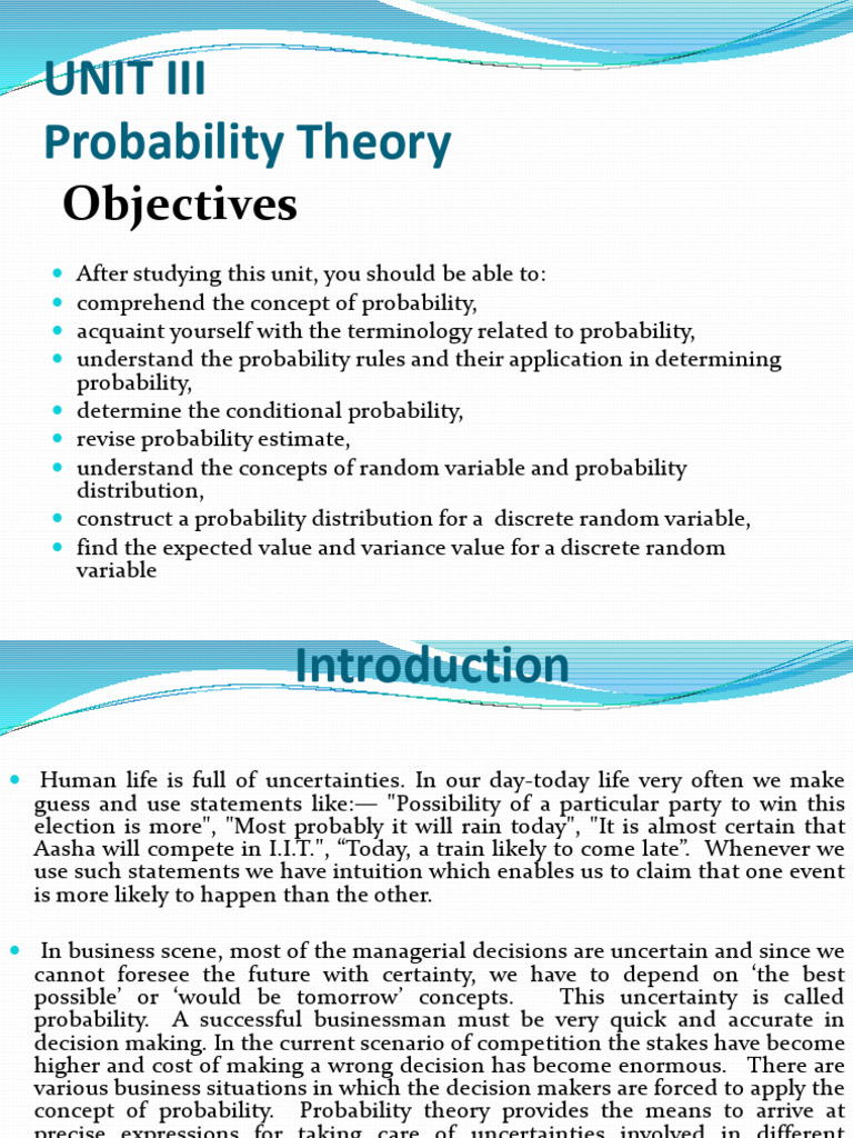 Unit Iiipdf | PDF | Probability Distribution | Random Variable