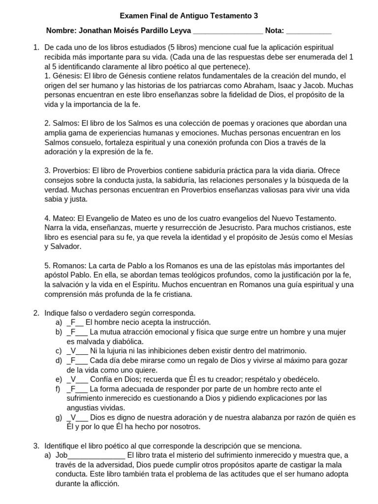Examen Final de Antiguo Testamento 3 (WhatsApp)-1 | PDF | Fe | Epístola ... Examen Final de Antiguo Testamento 3 (WhatsApp)-1 | PDF | Fe | Epístola ...