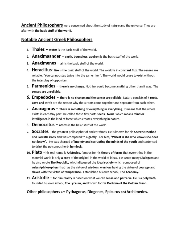 Ancient Philosophers and Their Projects | PDF