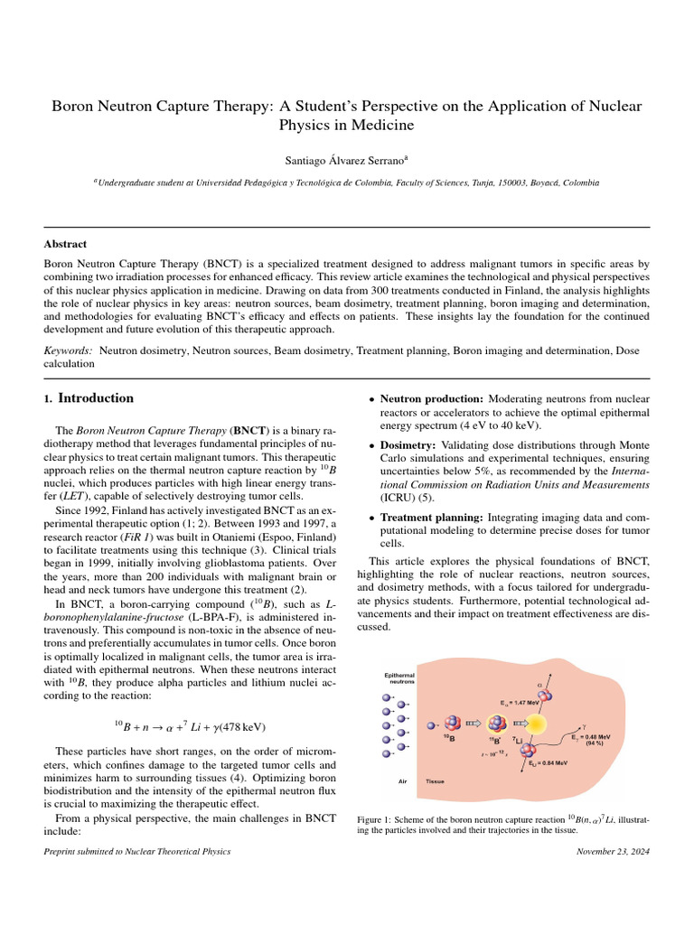 Boron Neutron Capture Therapy A Student S Perspective On The ...