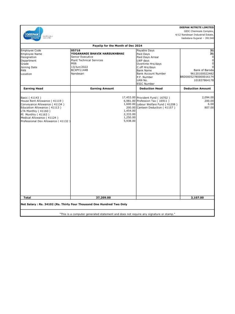 Payslip Dec 2024 | PDF | Government Finances | Expense