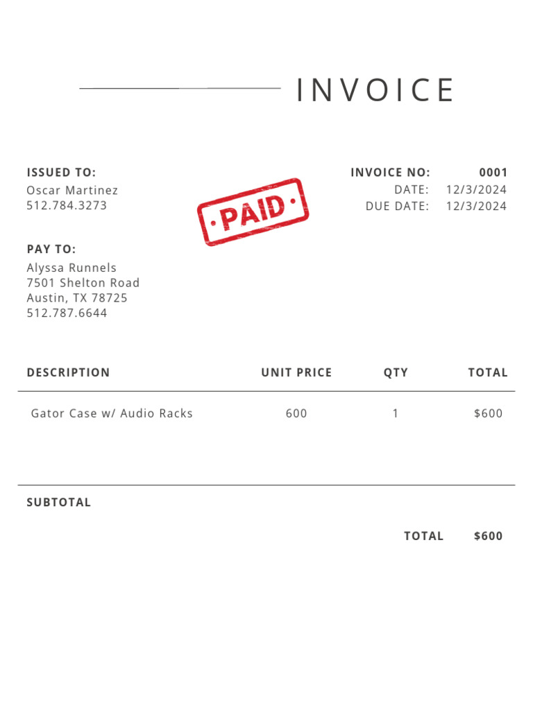 Simple Minimalist Business Invoice | PDF