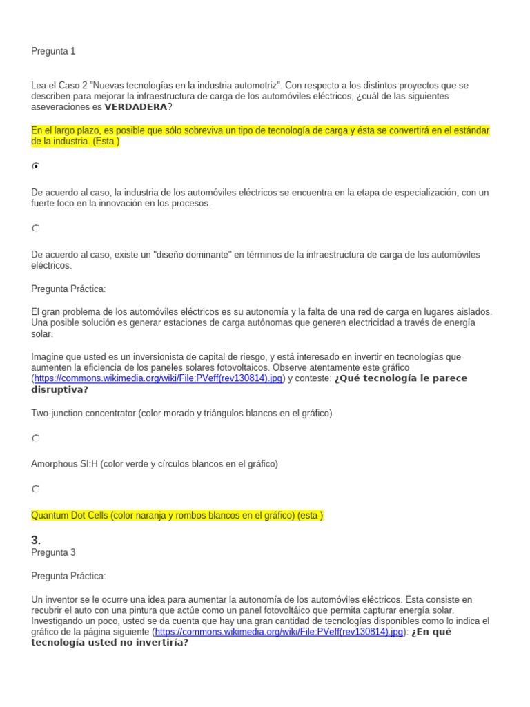 2 Cuestionario Coursera 2 2025 | PDF | Innovación disruptiva | Coche eléctrico