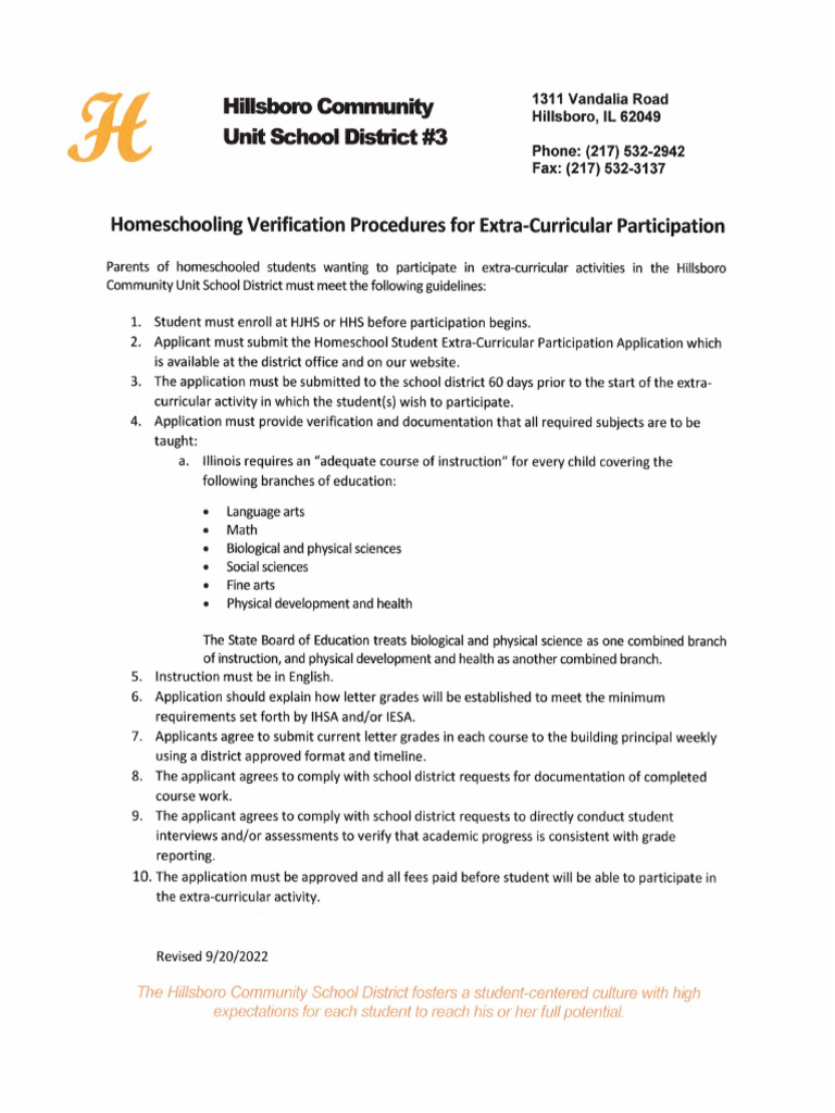 Homeschool Extracurricular Packet 2022 | PDF