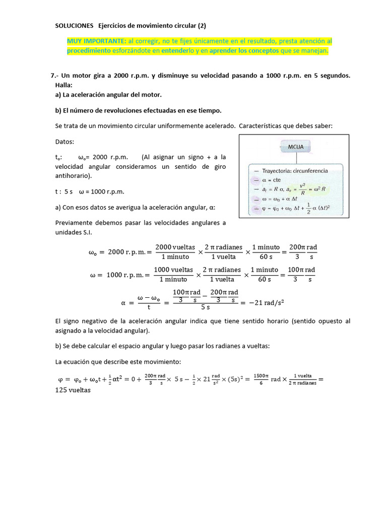 07 Sol Ej Movimiento Circular 2 X 1 | PDF | Velocidad | Aceleración