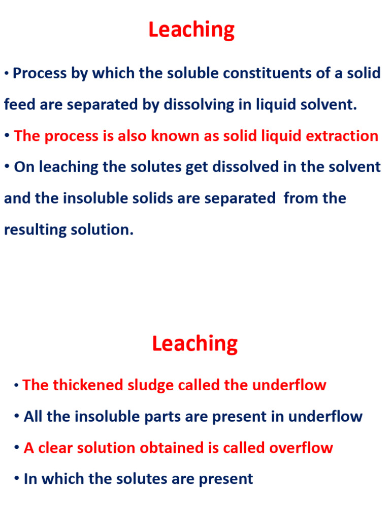 Leaching MTO Chemical Engineering KTU | PDF | Solubility | Liquids