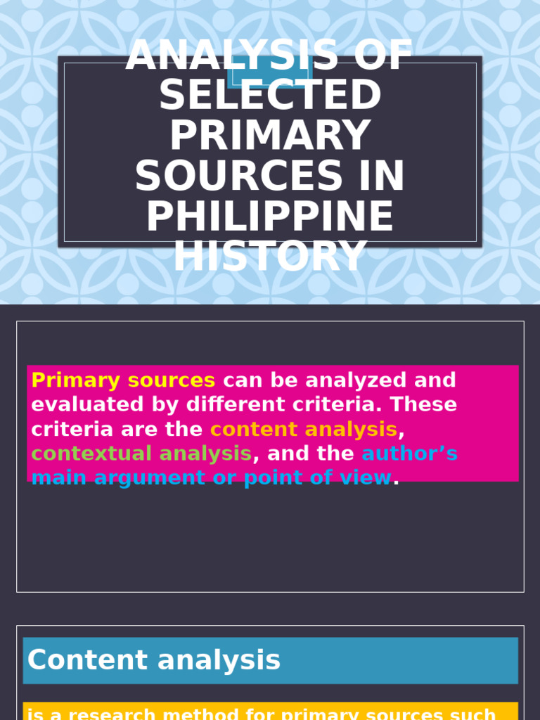 Analyzing Primary Sources in Philippine History | PDF | Human ...