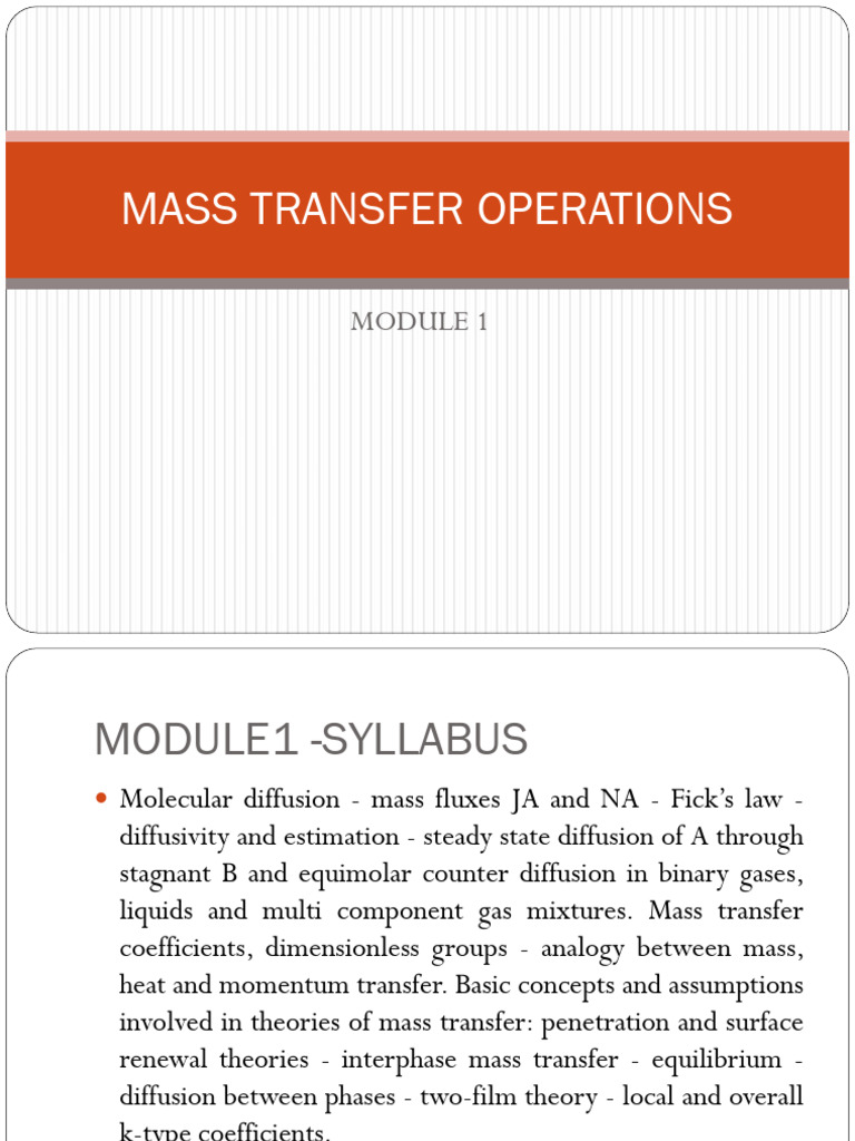 Mass Transfer Operations Overview | PDF | Diffusion | Gases