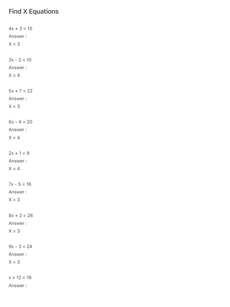 Find X Equations | PDF