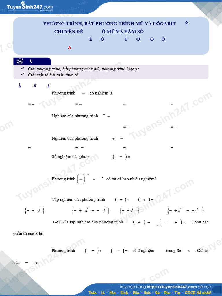 De-Thi-Btvn-Phuong-Trinh-Bat-Phuong-Trinh-Mu-Va-Logarit-Tiet-2-1700103980 | PDF