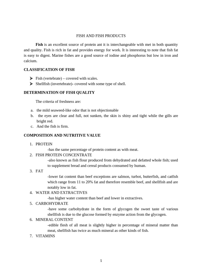 Fish and Fish Products Final | PDF | Fish | Meat