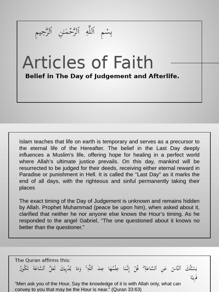 Beliefs on Day of Judgment in Islam | PDF | Afterlife | Last Judgment