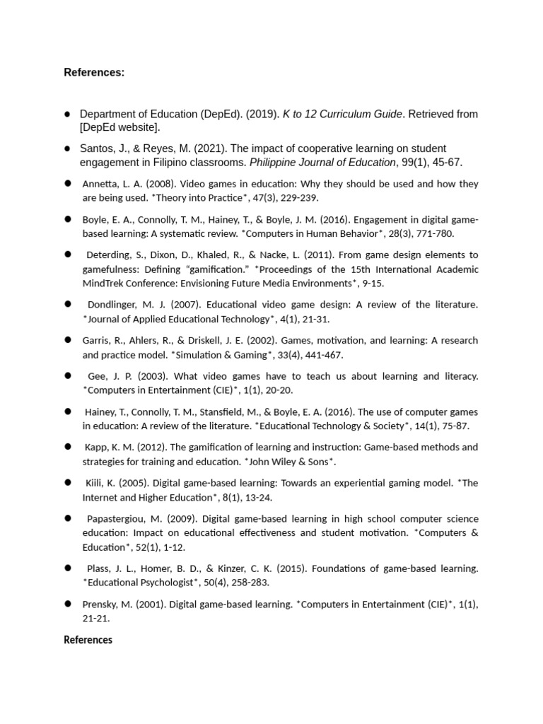 REFERENCES COMPILATION | PDF | Learning | Cognition