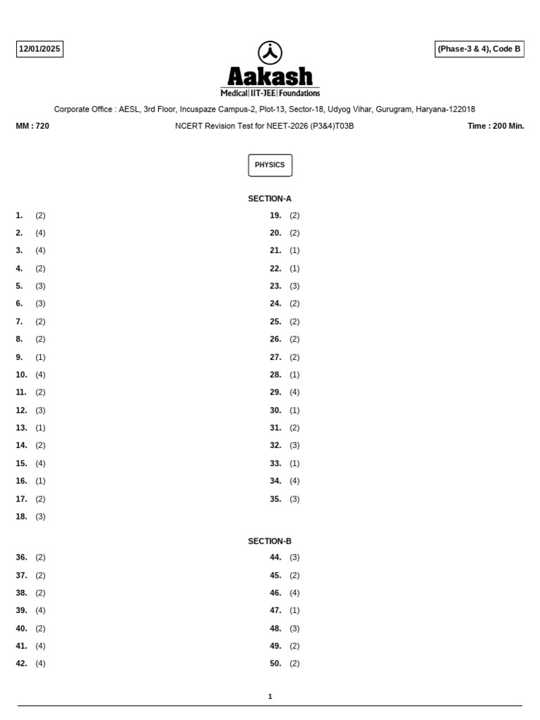NRT Test 3b p3 4 12 01 2025 Sol | PDF | Plant Stem