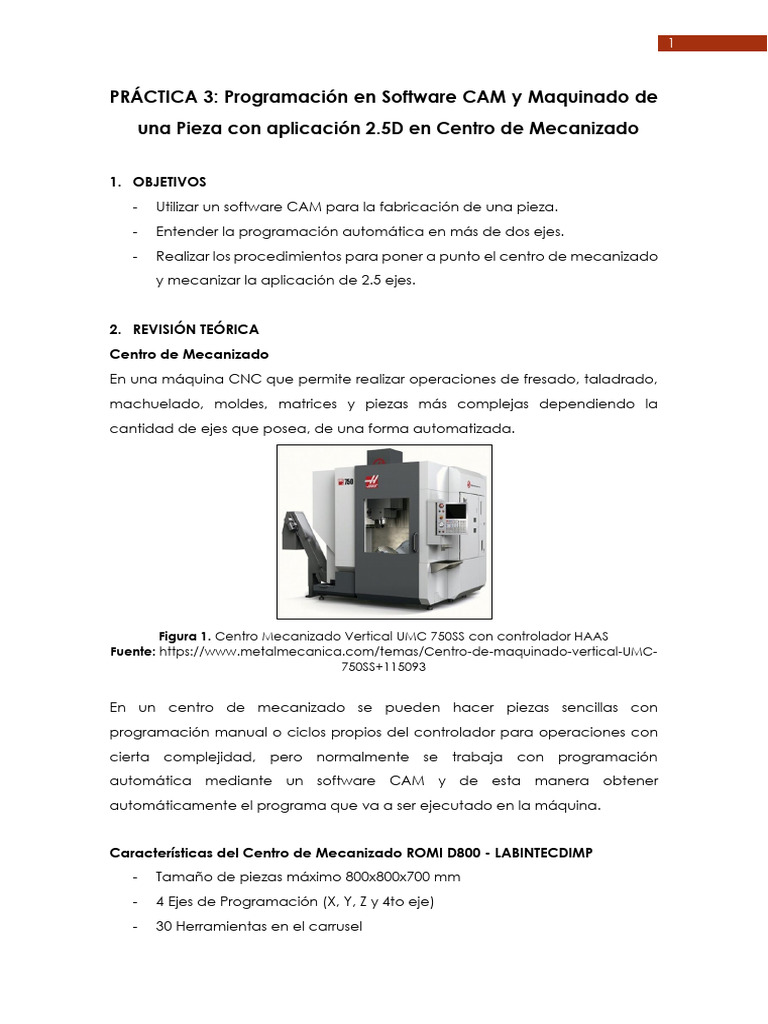 Guía de Prácticas 2024-B - CAM-CNC - 2doBIM | PDF | Control numerico | Mecanizado