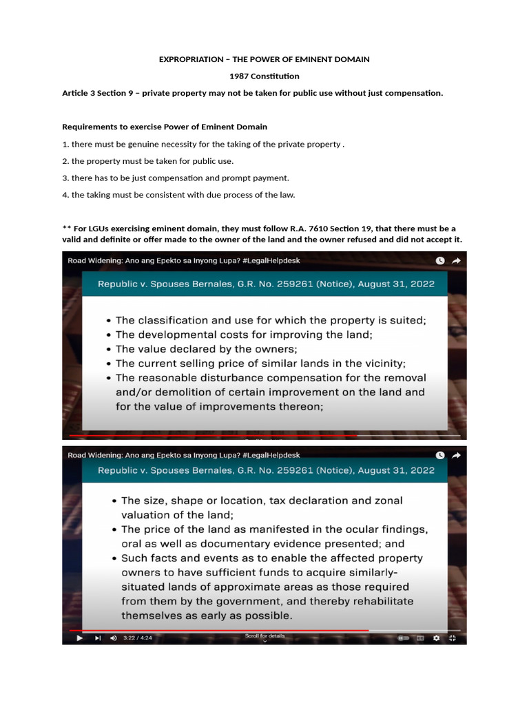 Expropriation - The Power of Eminent Domain | PDF