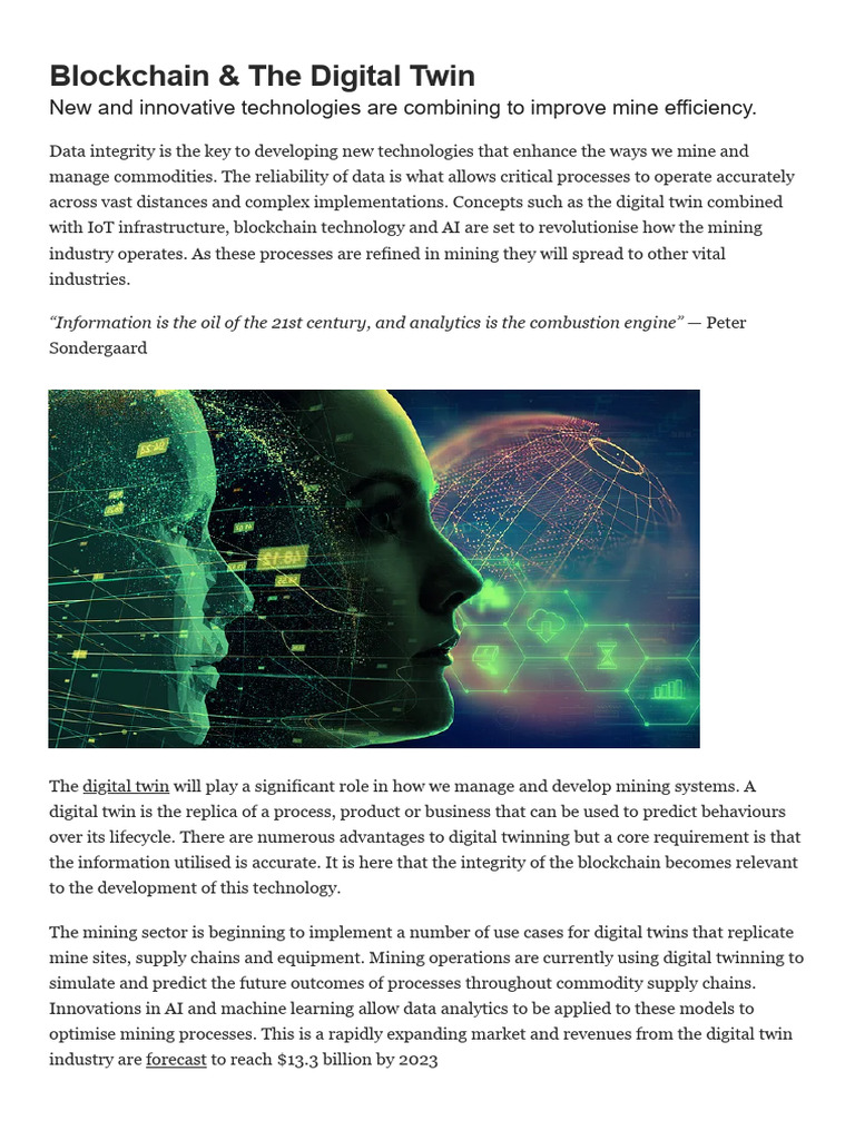 Blockchain and Digital Twins in Mining | PDF | Mining | Internet Of Things