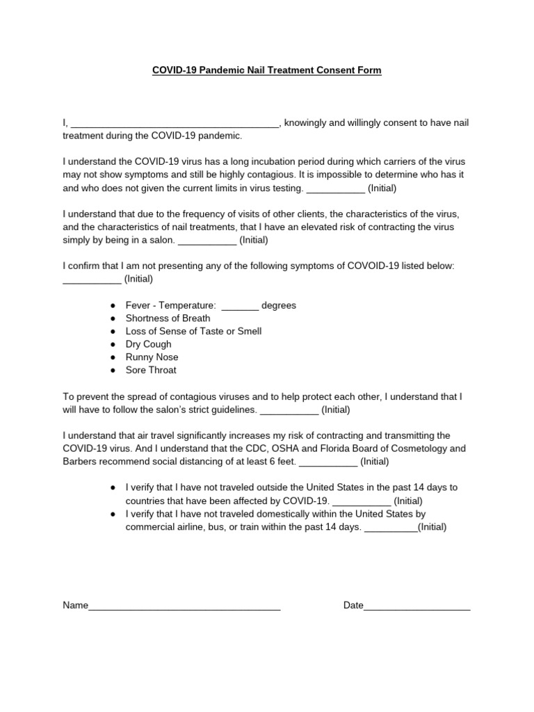 COVID-19 Nail TX Consent Form | PDF