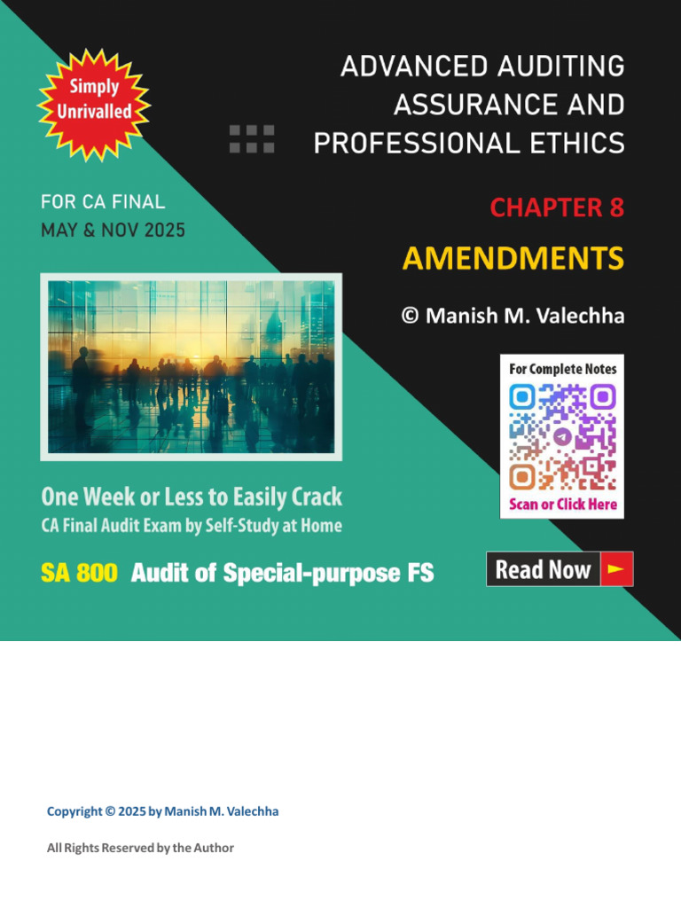 SA 800 Chapter8 Amendments CA Final Audit Manish M. Valechha | PDF ...