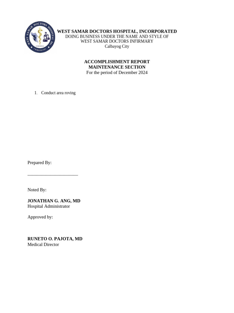 accomplishment report format | PDF