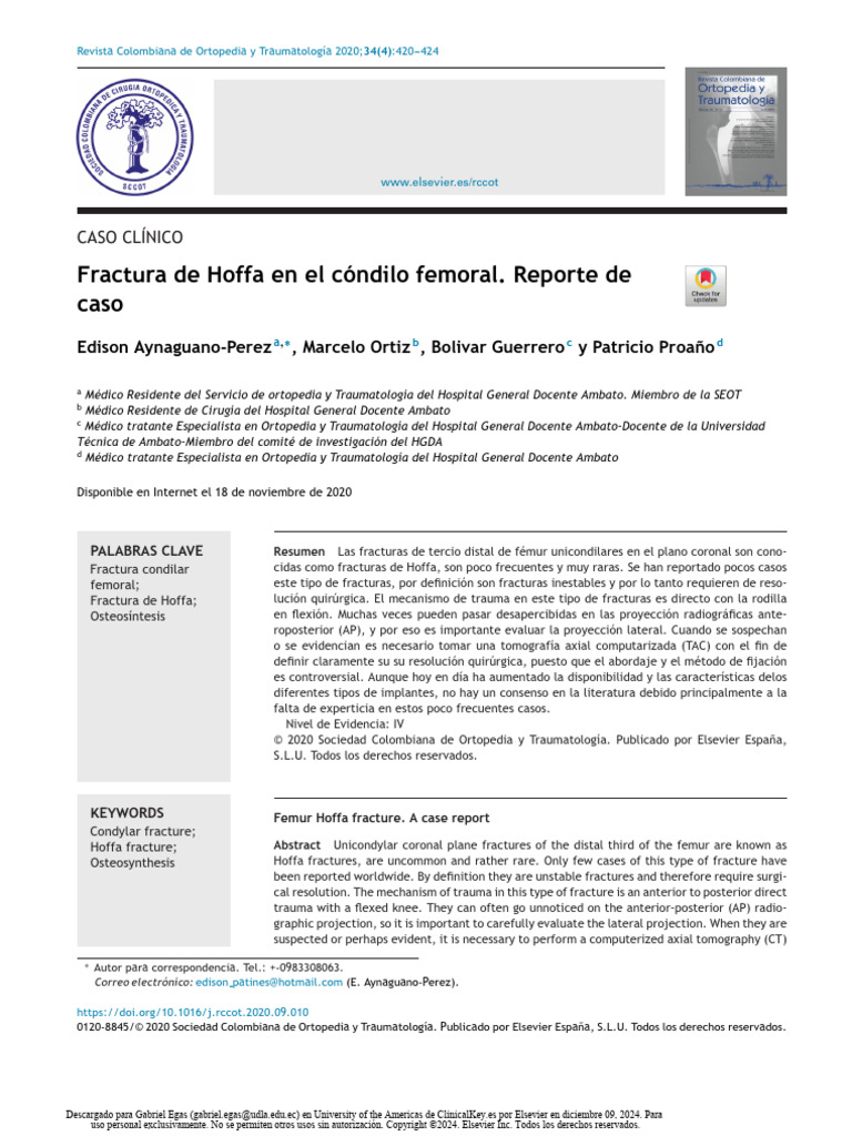 FX Hoffa Femur | PDF | Rodilla | Traumatologia