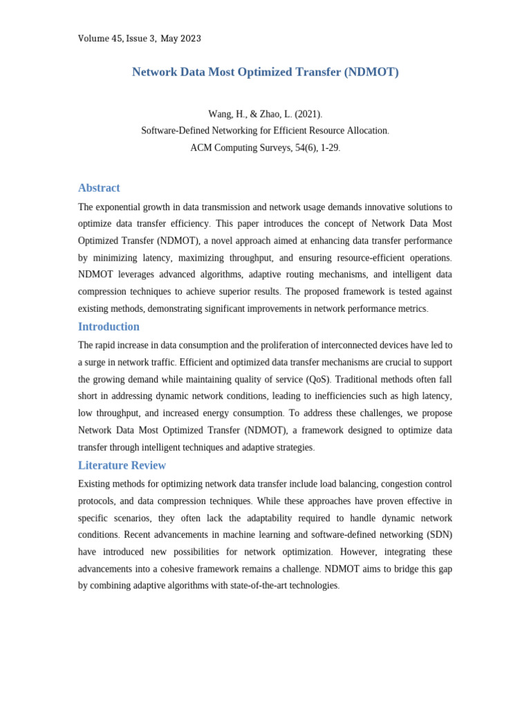 NDMOT_Base_Paper | PDF | Computer Network | Routing