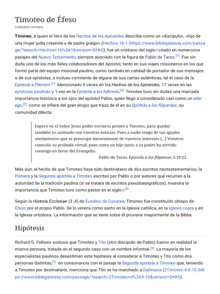 Timoteo de Éfeso: Discípulo y Obispo | PDF | San timoteo | Cristianismo ...