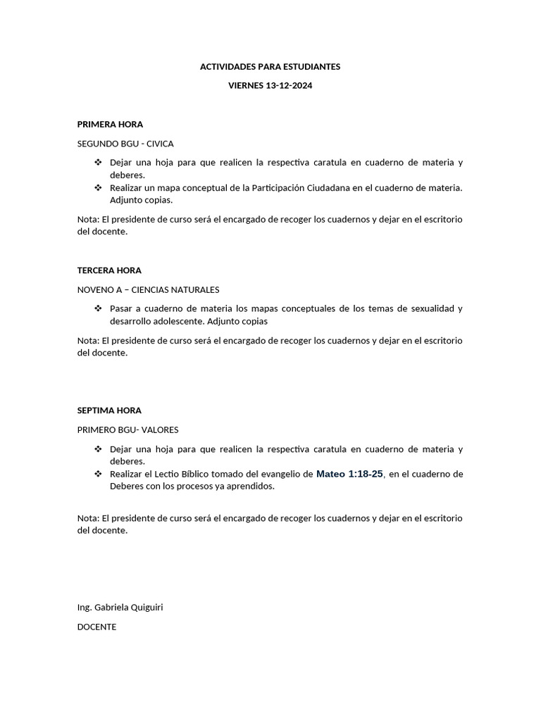 Actividades para Estudiantes | PDF