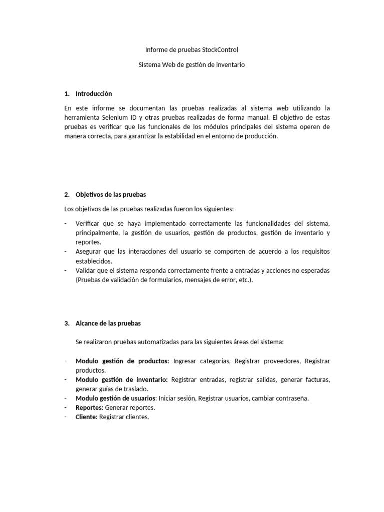 Informe de pruebas | PDF | Usuario (informática) | Selenio (software) Informe de pruebas | PDF | Usuario (informática) | Selenio (software)