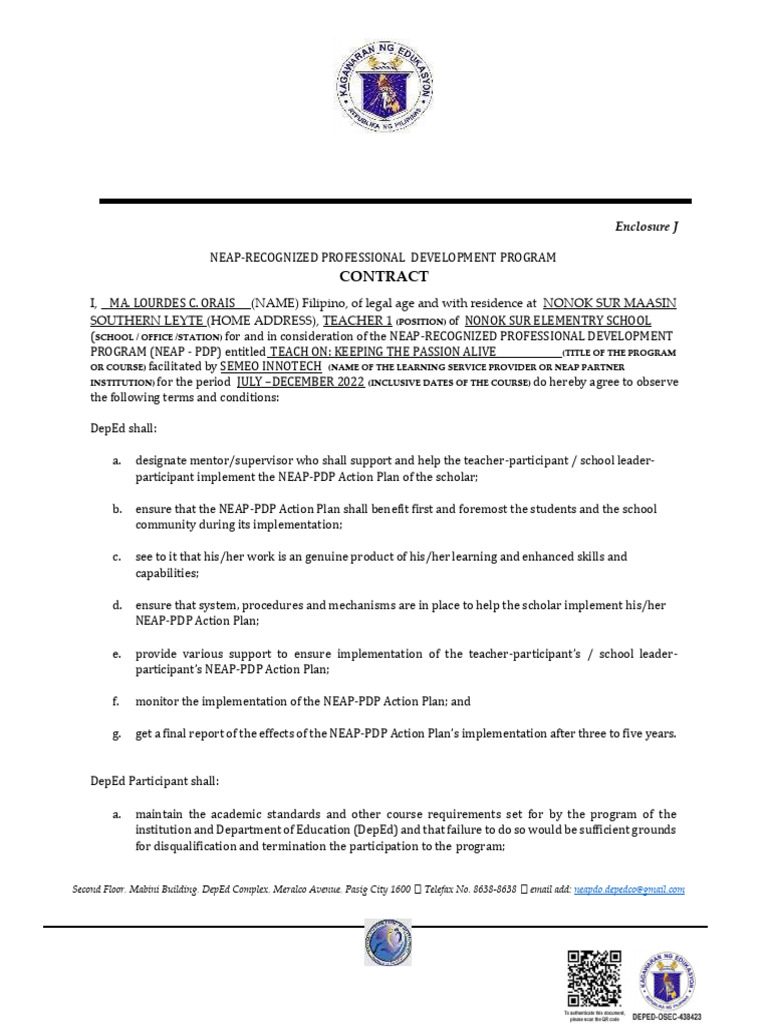 NEAP PDP Contract | PDF | Justice | Crime & Violence